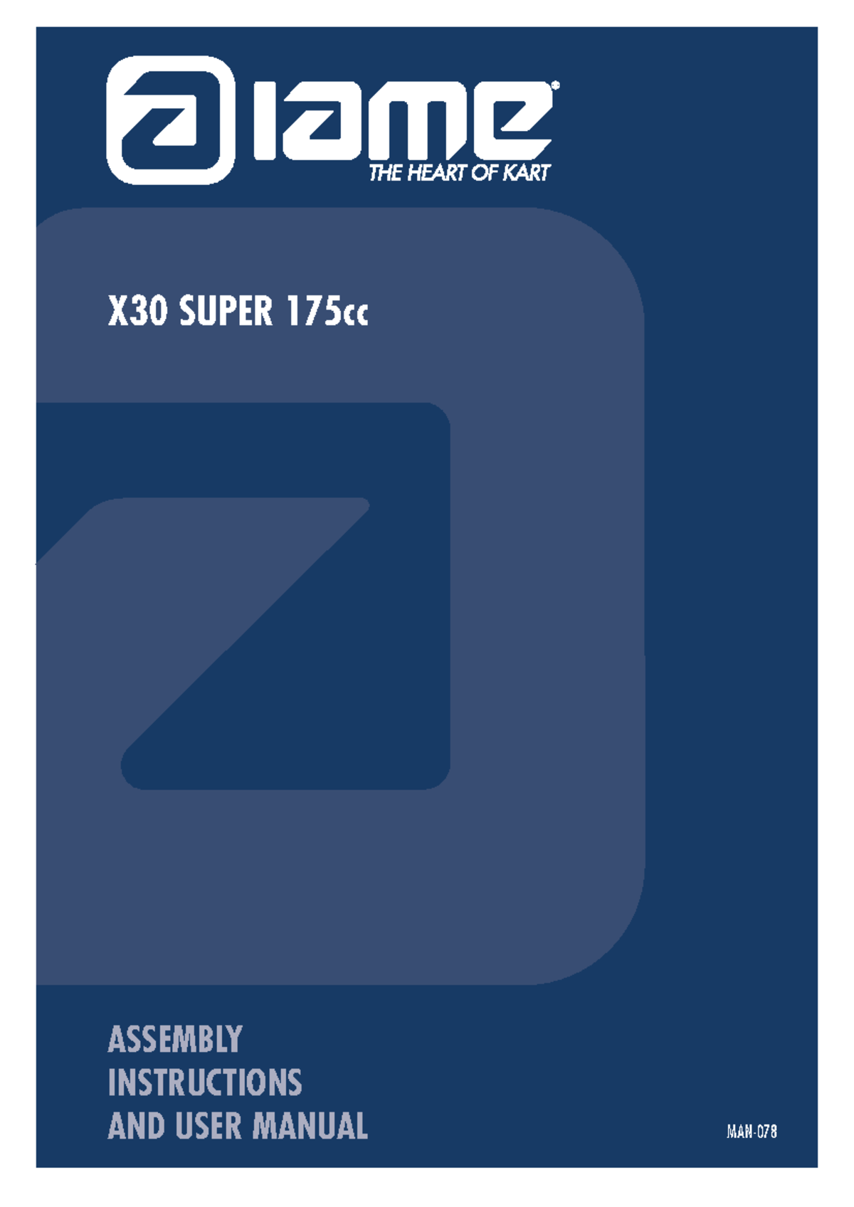 MAN 078 ENG X30 Super 175cc Assembly & User Manual - Studocu