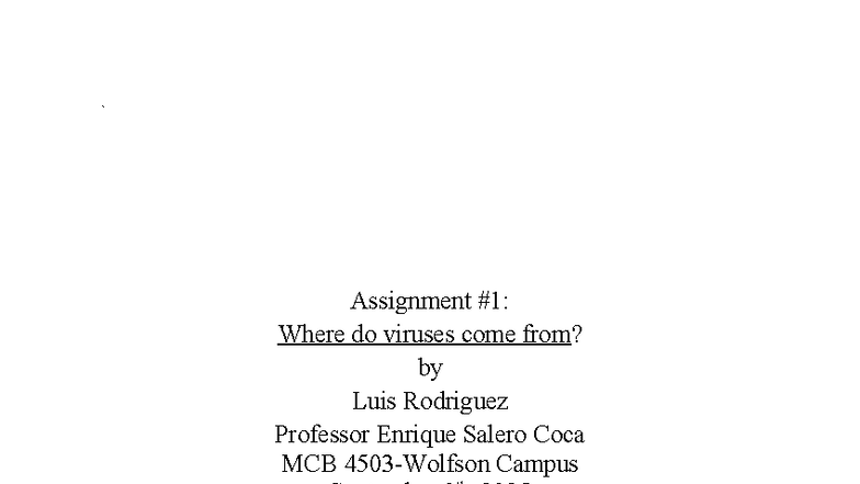 MCB Essay: Origins and Theories of Viruses - Studocu