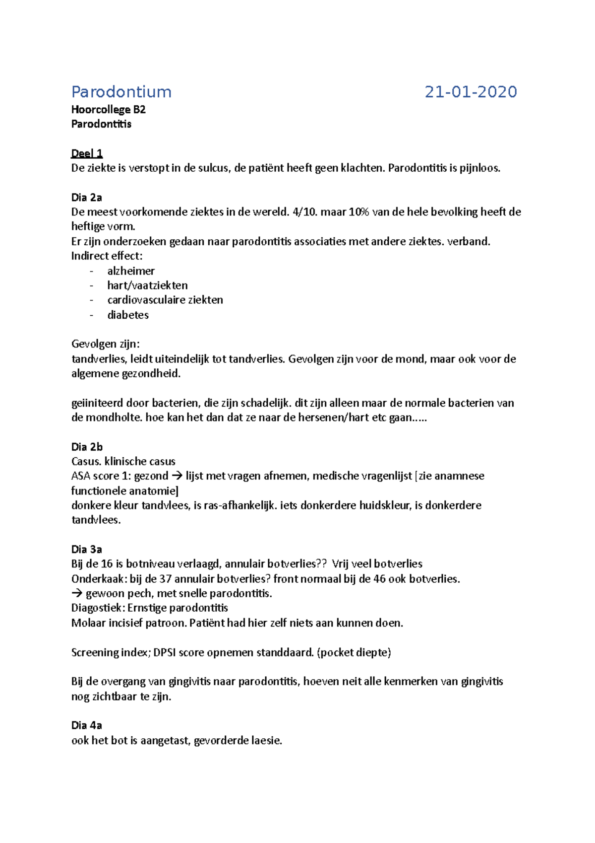 Parodontium - Parodontitis deel 1 - Parodontium 21-01- Hoorcollege B ...