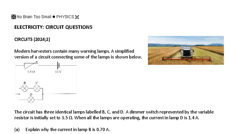 No Brain Too Small PHYSICS ELECTRICITY: CIRCUIT QUESTIONS & SOLUTIONS ...