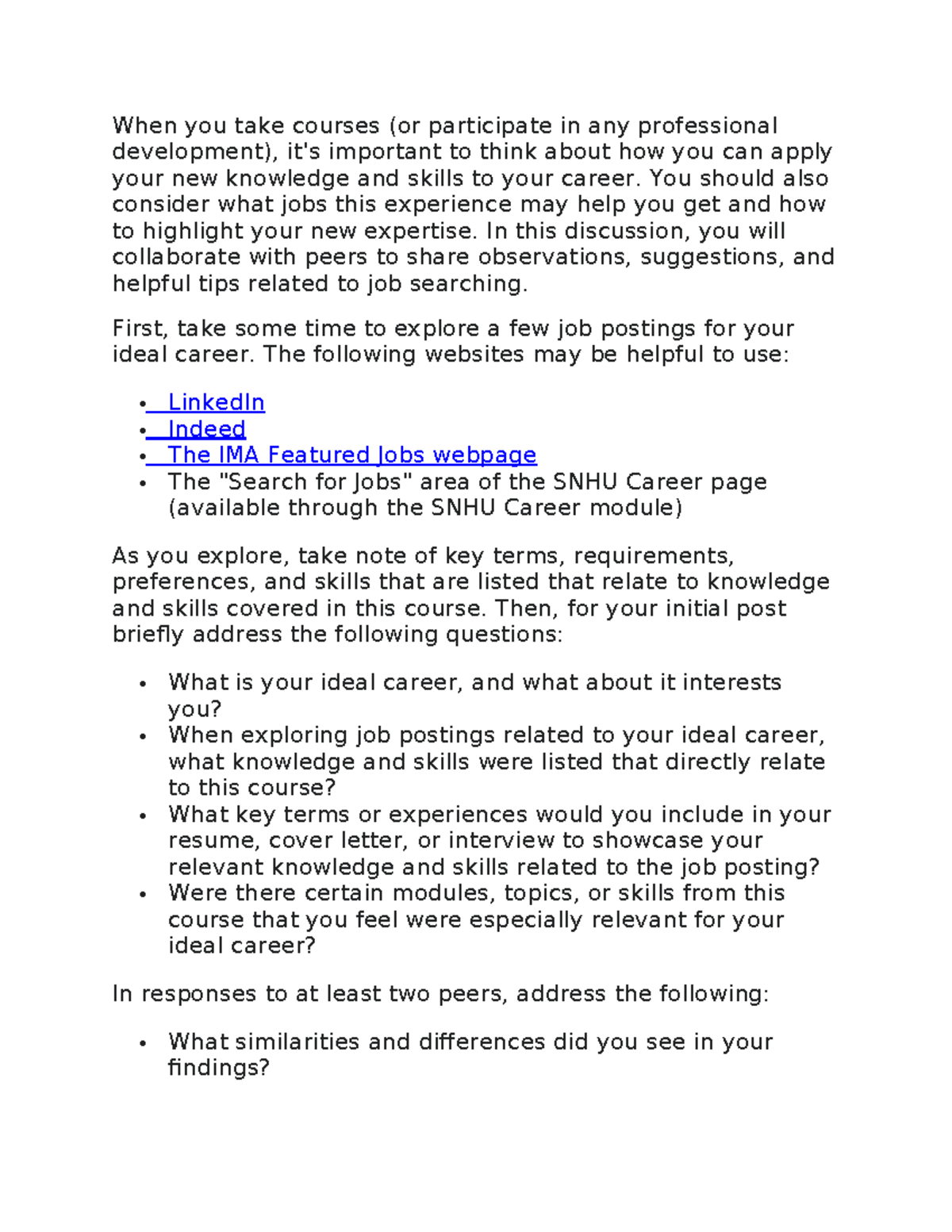 Discussion Mod 8: Applying Course Knowledge to Career Development - Studocu