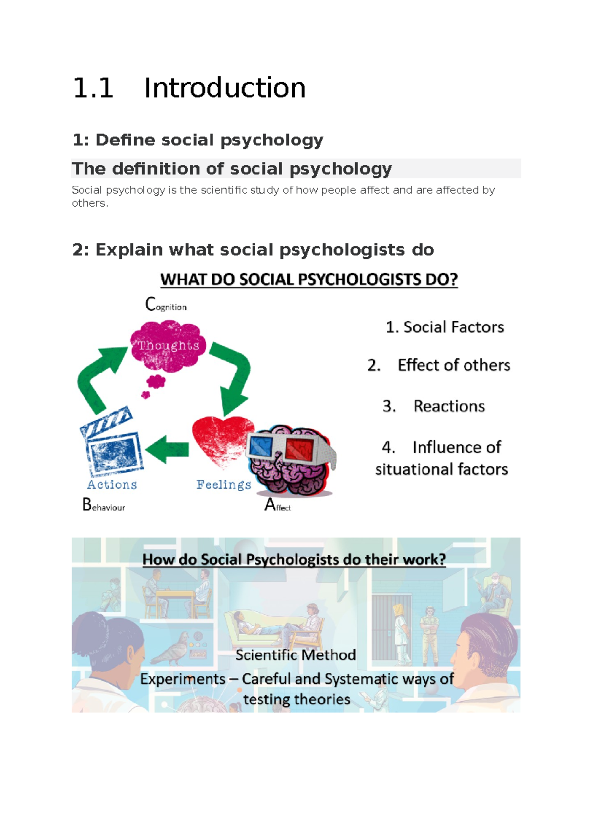 psyc 121: SU 1.1 - 1 Introduction 1: Define social psychology The ...