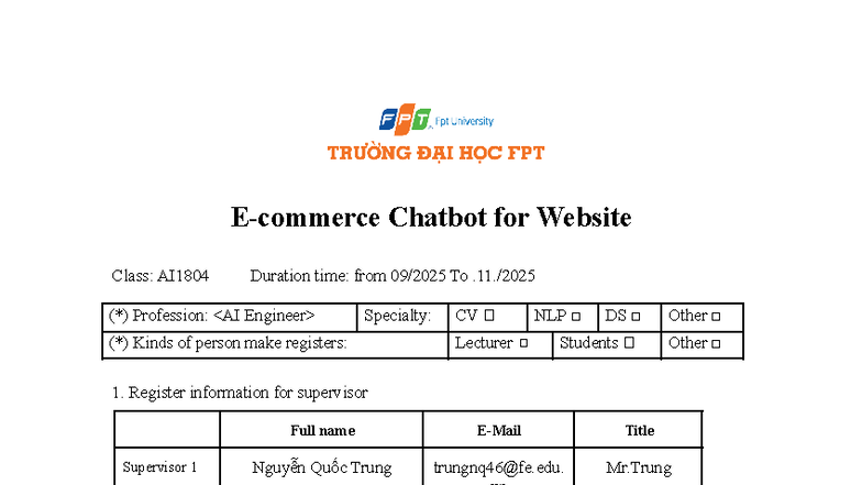 Proposal for Capstone Project: Chatbot for Website (SE185024) - Studocu