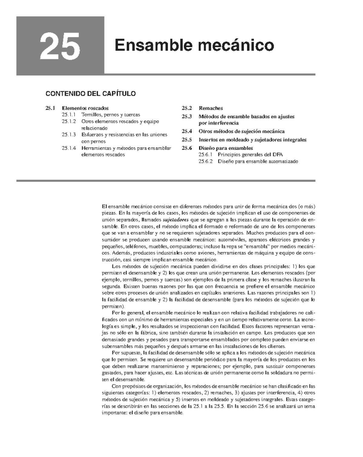 25 Ensamble Mecánico: Elementos Roscados y Métodos de Sujeción - Studocu