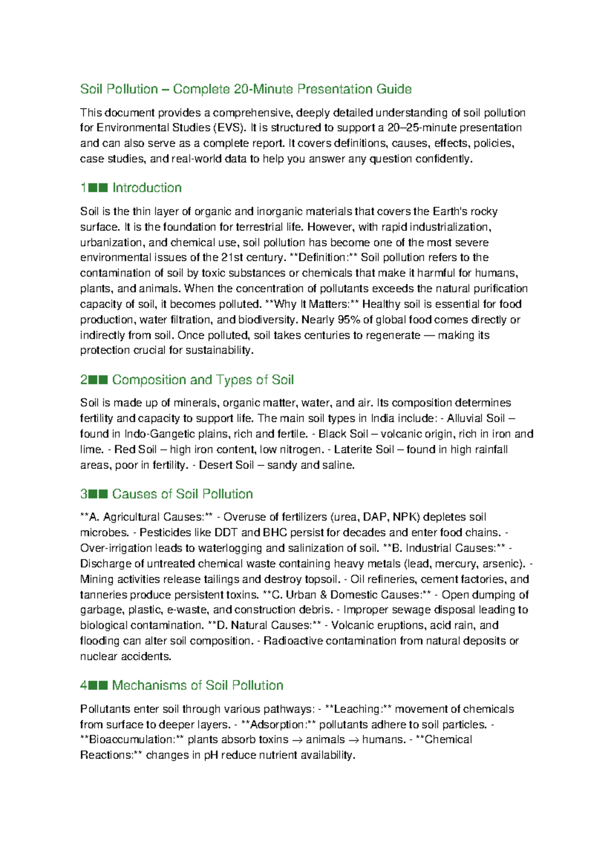 Soil Pollution (EVS) Comprehensive Presentation Guide - Studocu