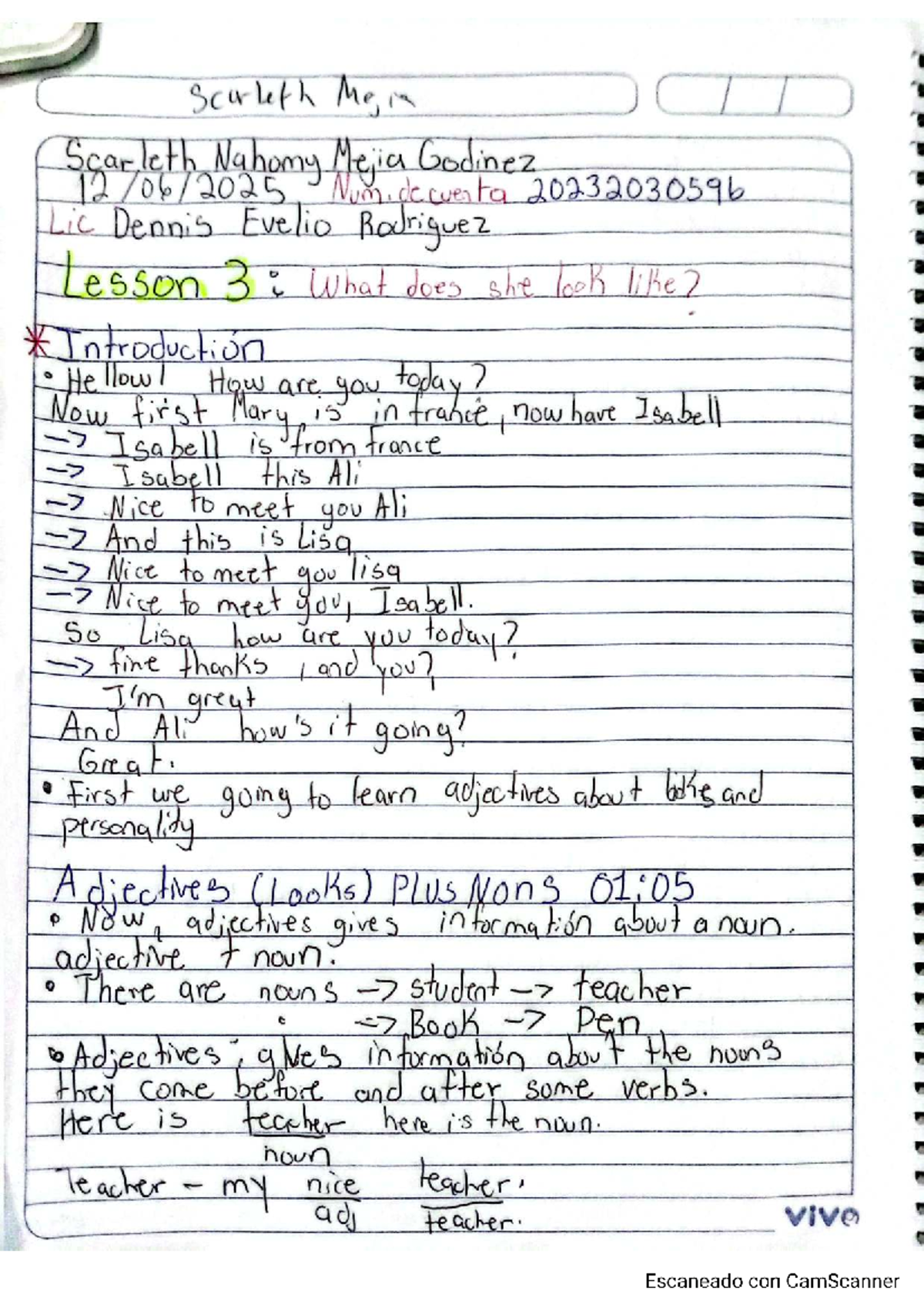 Lesson 3: What Does She Look Like? - Adjectives & Vocabulary - Studocu