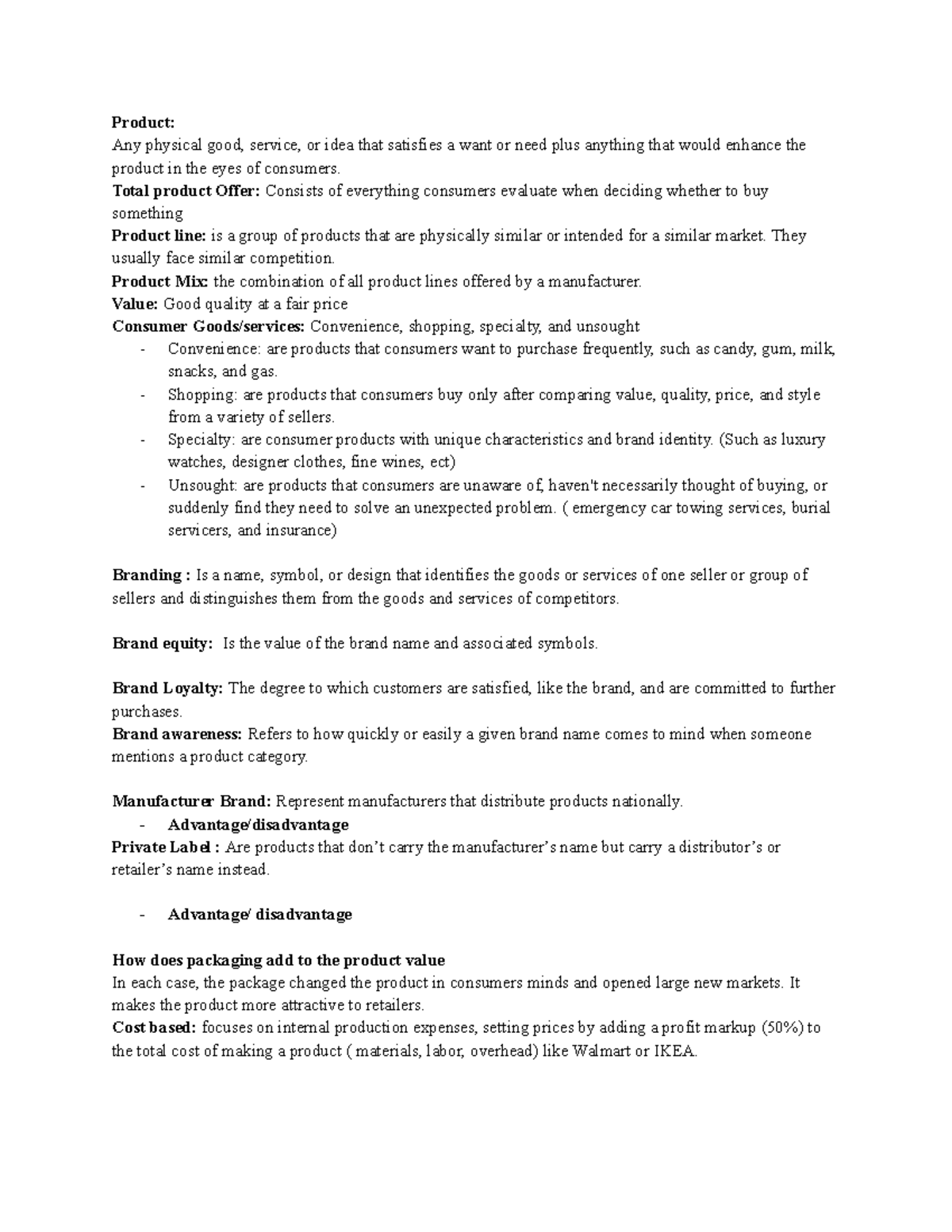 Marketing Concepts and Product Strategies - Studocu