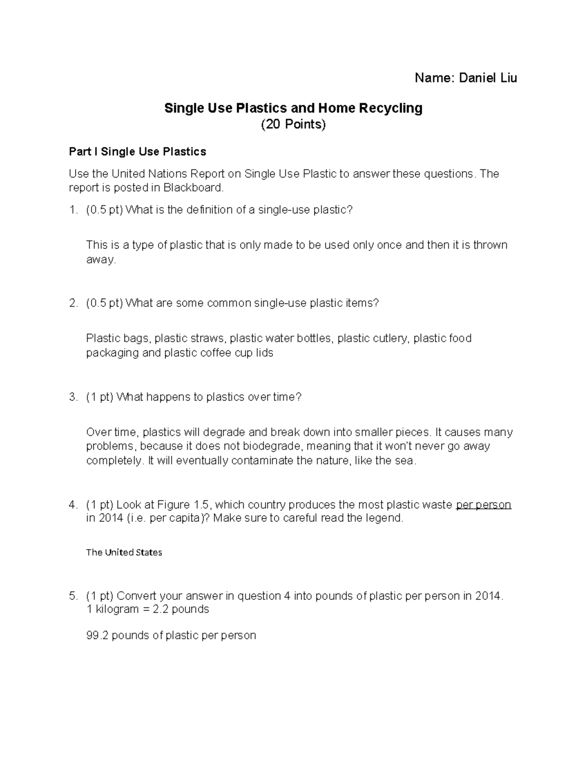 Single Use Plastics & Home Recycling Guide (DL) - Studocu
