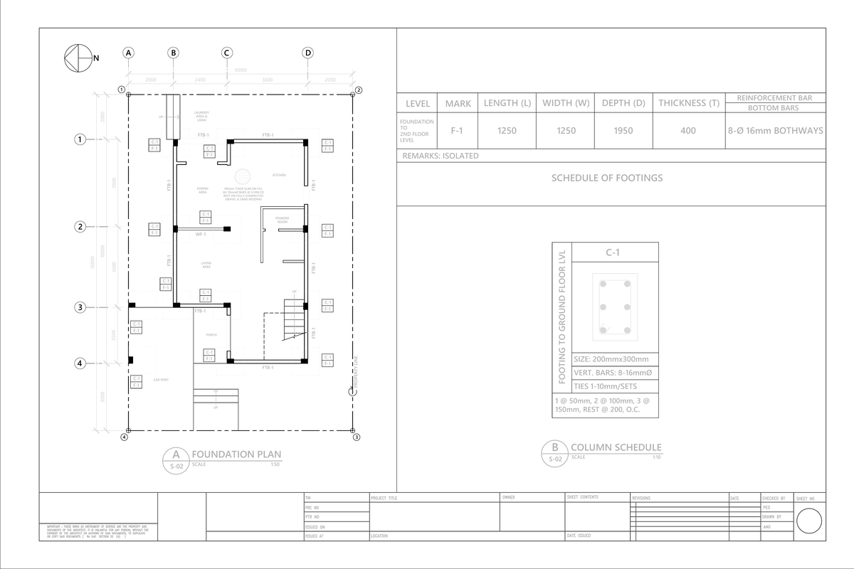 Foundation Plan Details & Specifications for Building Structure - Studocu