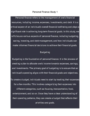 Personal Finance - Study Notes & Assignments - Studocu