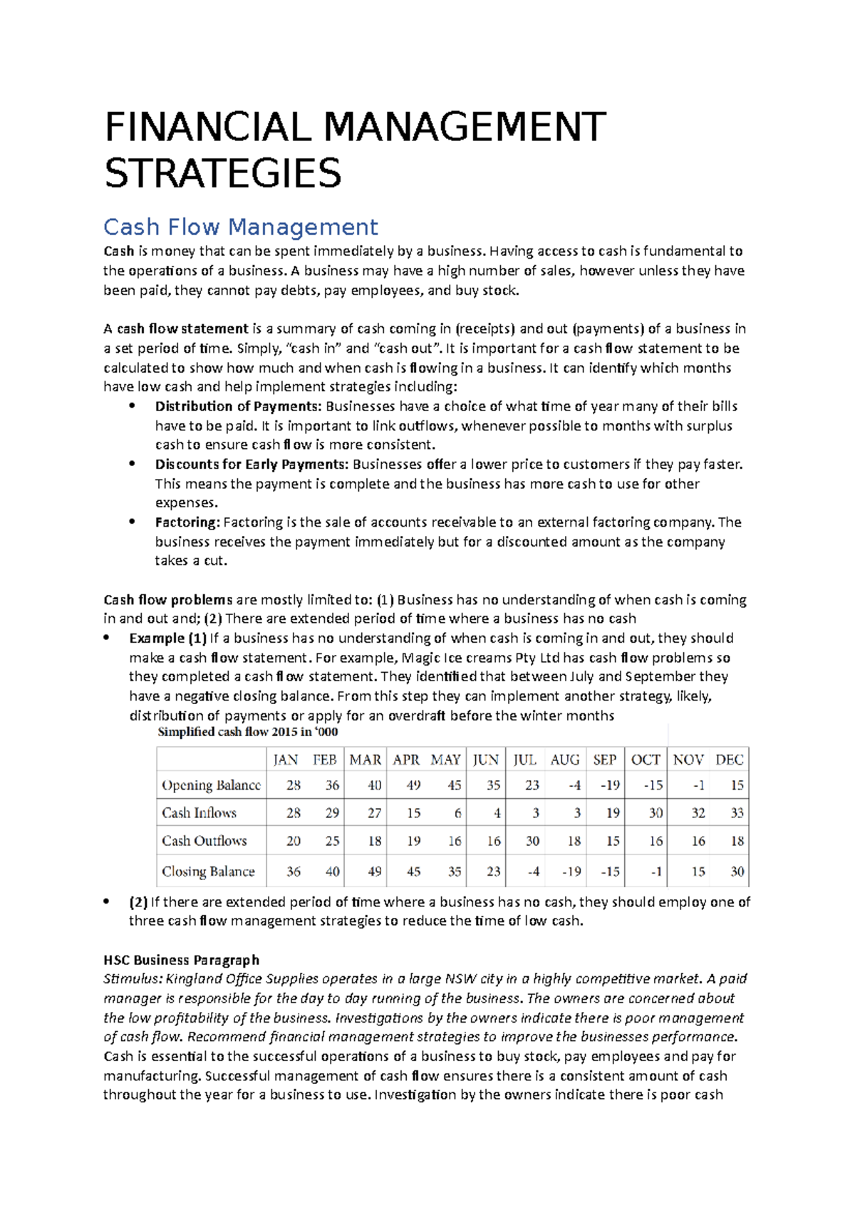 HSC Financial Management Strategies: Improving Cash Flow ...