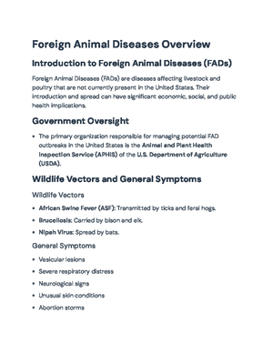 Foreign Animal Diseases (FADs): Overview and Symptoms Analysis ...