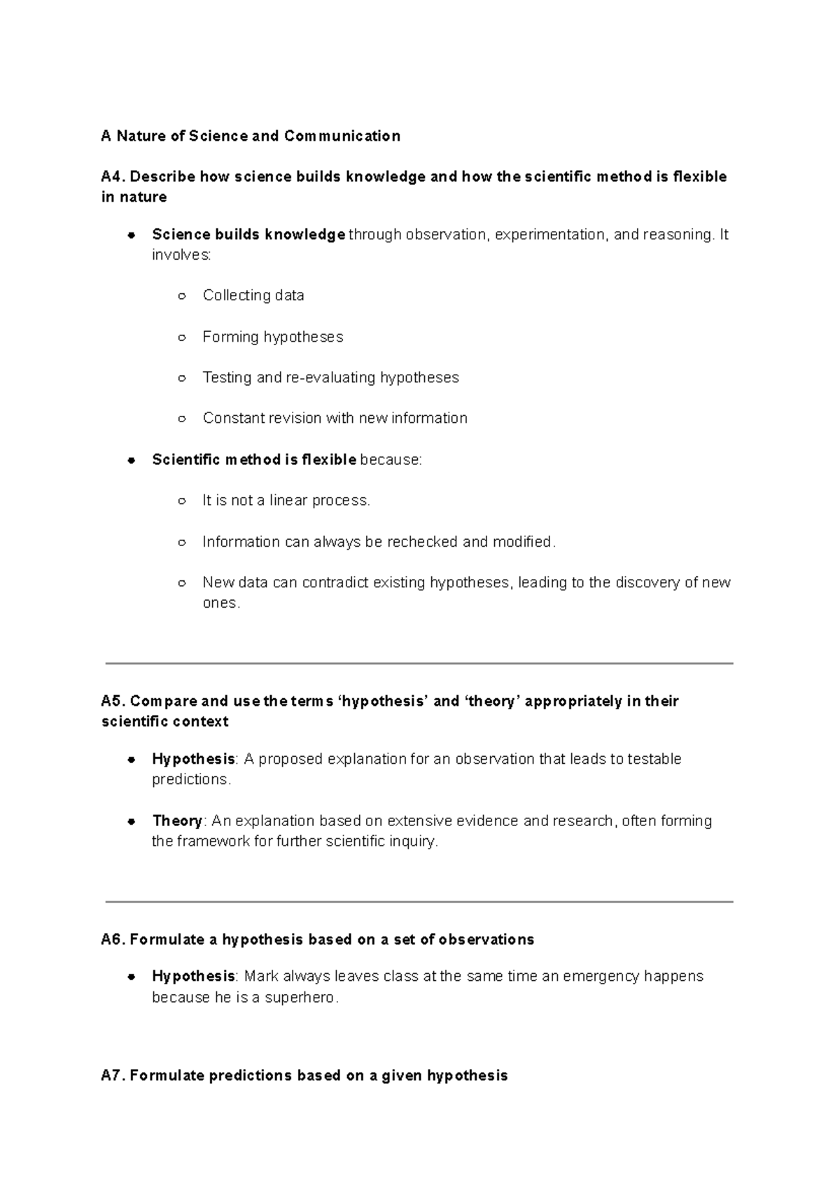 BIOL1001 Study Guide: Understanding Science, Evolution, and Natural ...