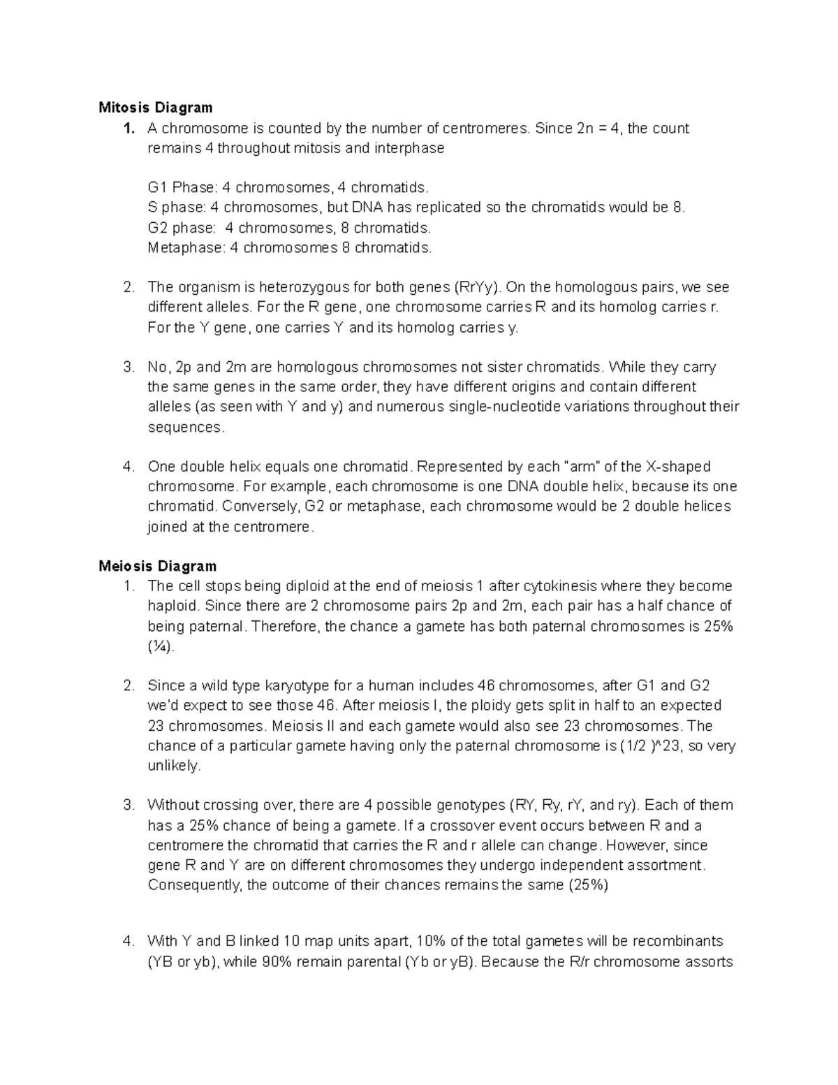 Prelab - Genetics 2581: Mitosis and Meiosis Diagrams Explained - Studocu