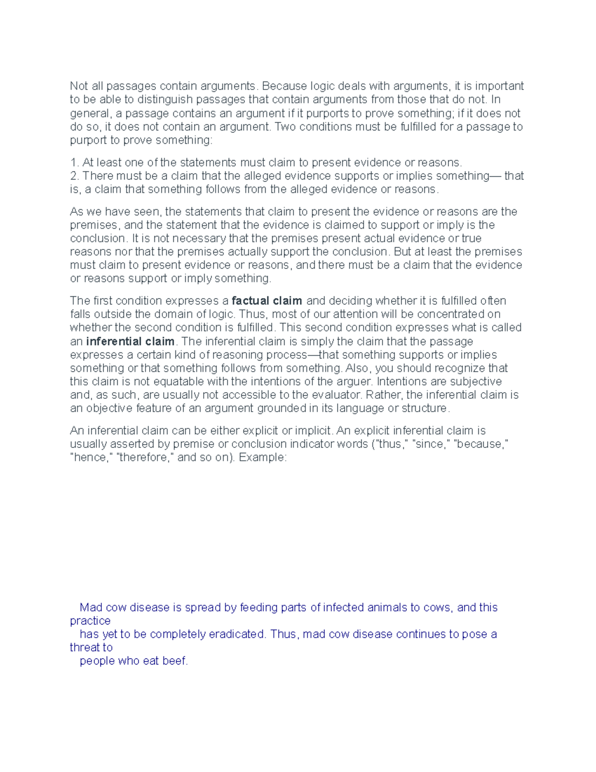 Recognizing Arguments: Understanding Inferential and Factual Claims ...
