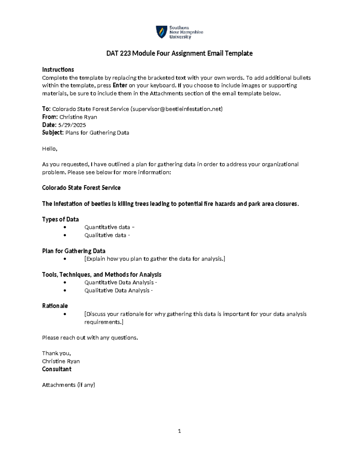 DAT 223 Module 4 Assignment: Email Template Instructions - Studocu