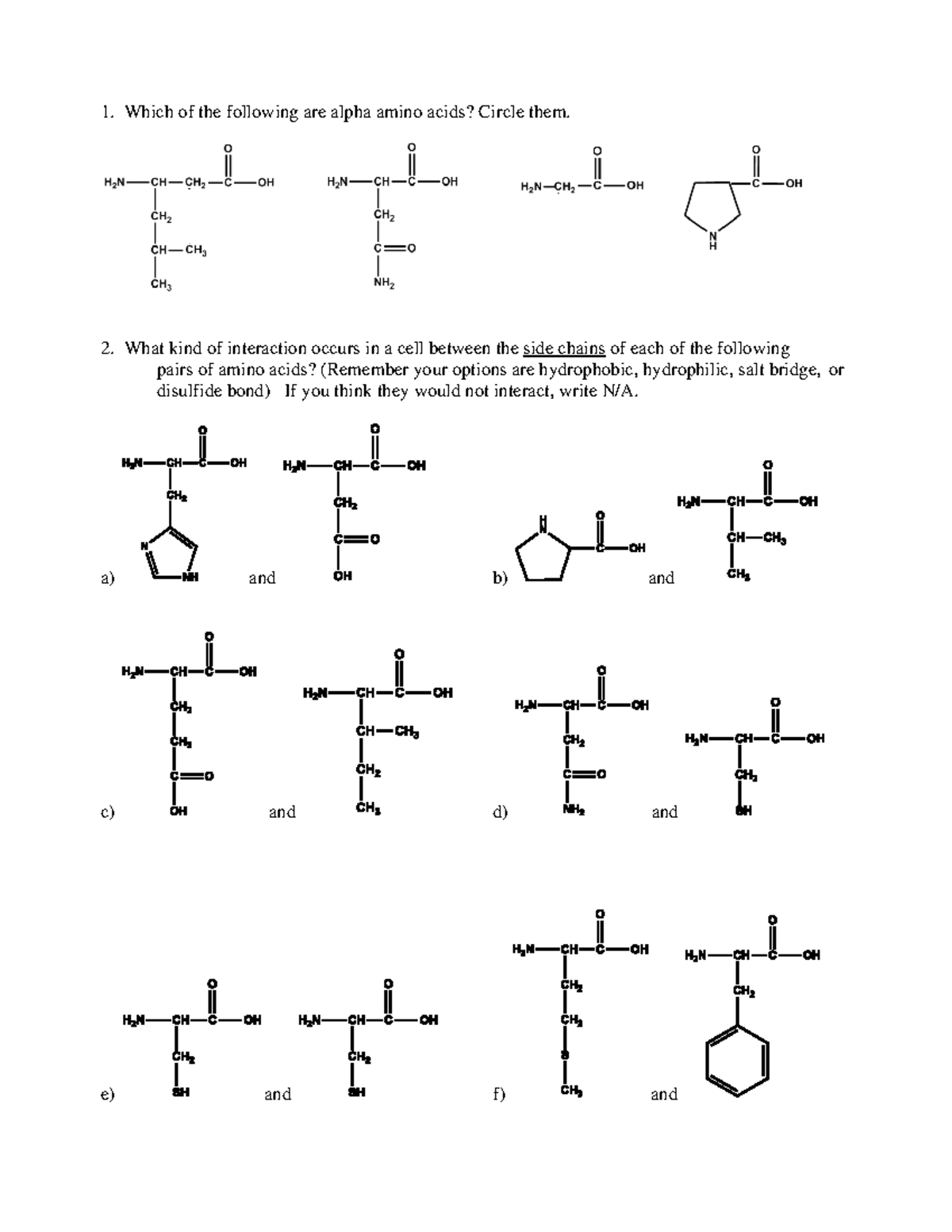 Biochemistry 101: Amino Acids and Protein Structure Quiz - Studocu