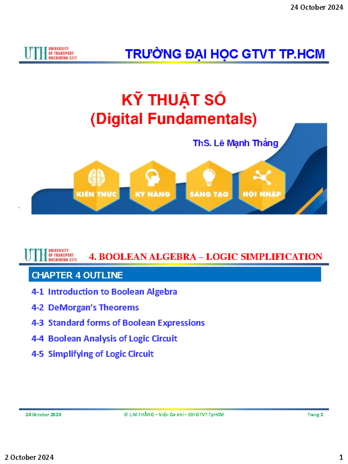 Chapter 4. Boolean Algebra-Logic Simplification - © L.MẮNG – Viện Cơ ...