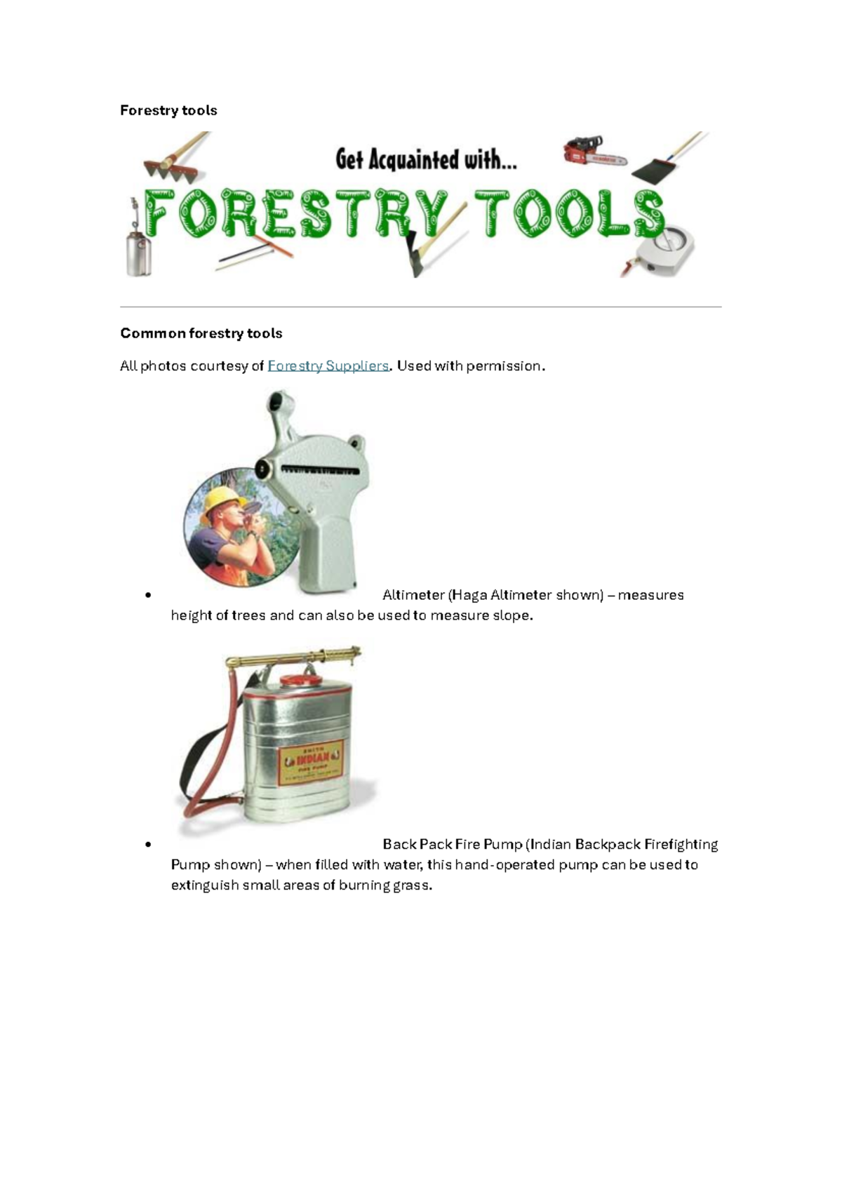 Forestry Tools Overview - Tecnicismos en inglés para herramientas ...