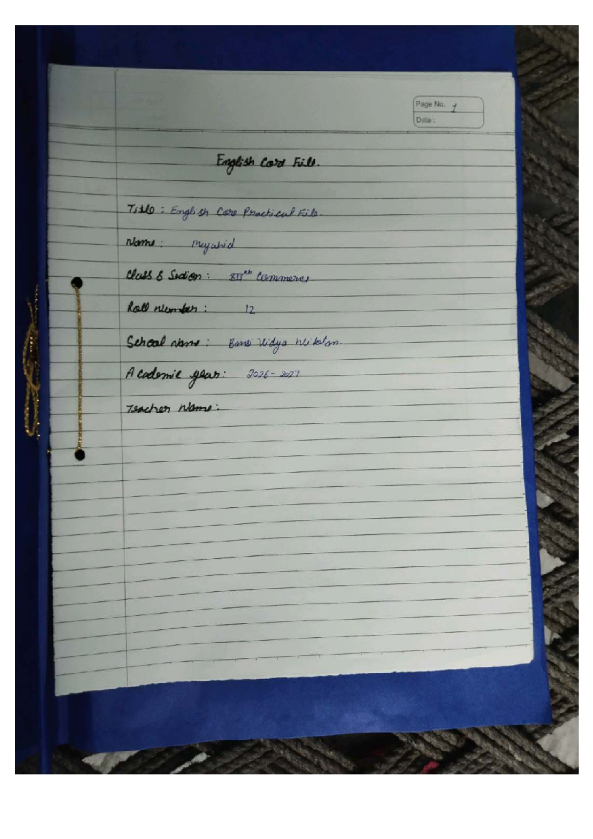 English Core Practical File - Class XII Commerce Project - Studocu