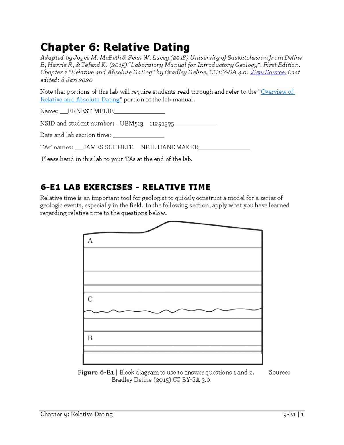 GEOL LAB 6 - Solutions for Relative Dating Exercises and Analysis - Studocu