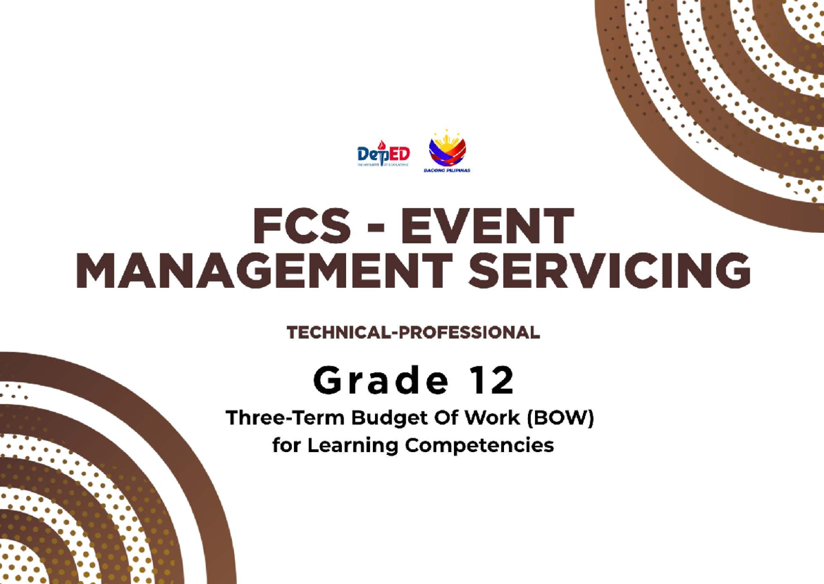 [G12] FCS Event Management Servicing: Budget of Work & Learning ...