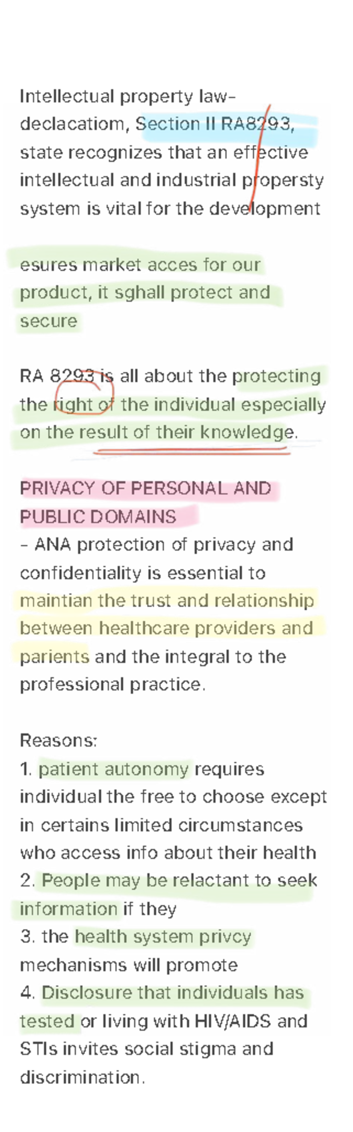 Intellectual property law- declacatiom, Section II RA8293, state recognizes… - PRIVACY OF ...