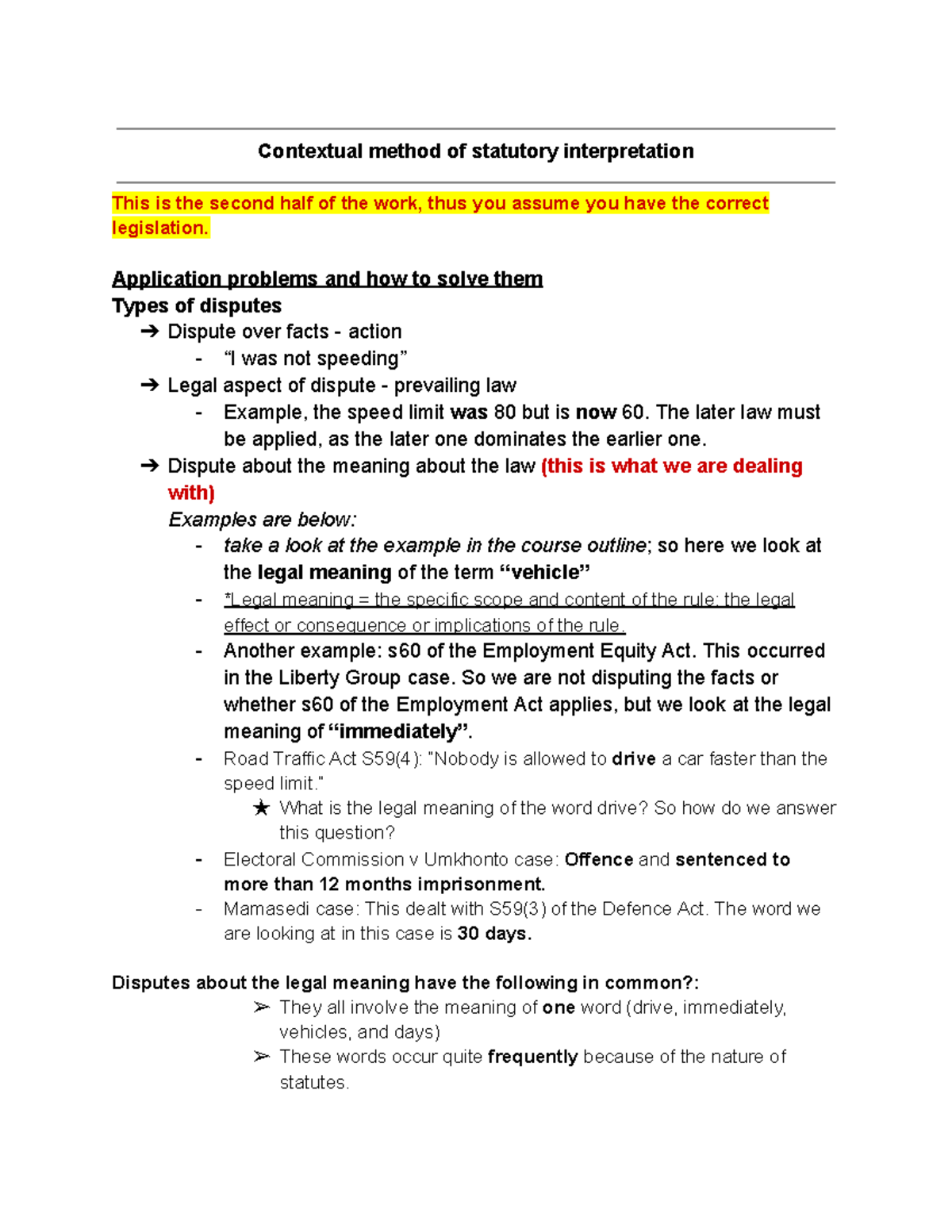 STI321 Lecture Notes - Contextual Method of Statutory Interpretation ...