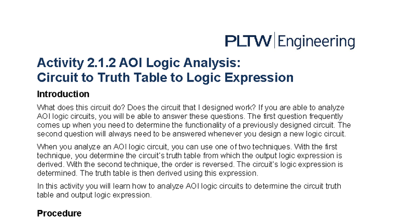 2.1.2.A AOI Logic Analysis: Circuit Functionality & Techniques - Studocu