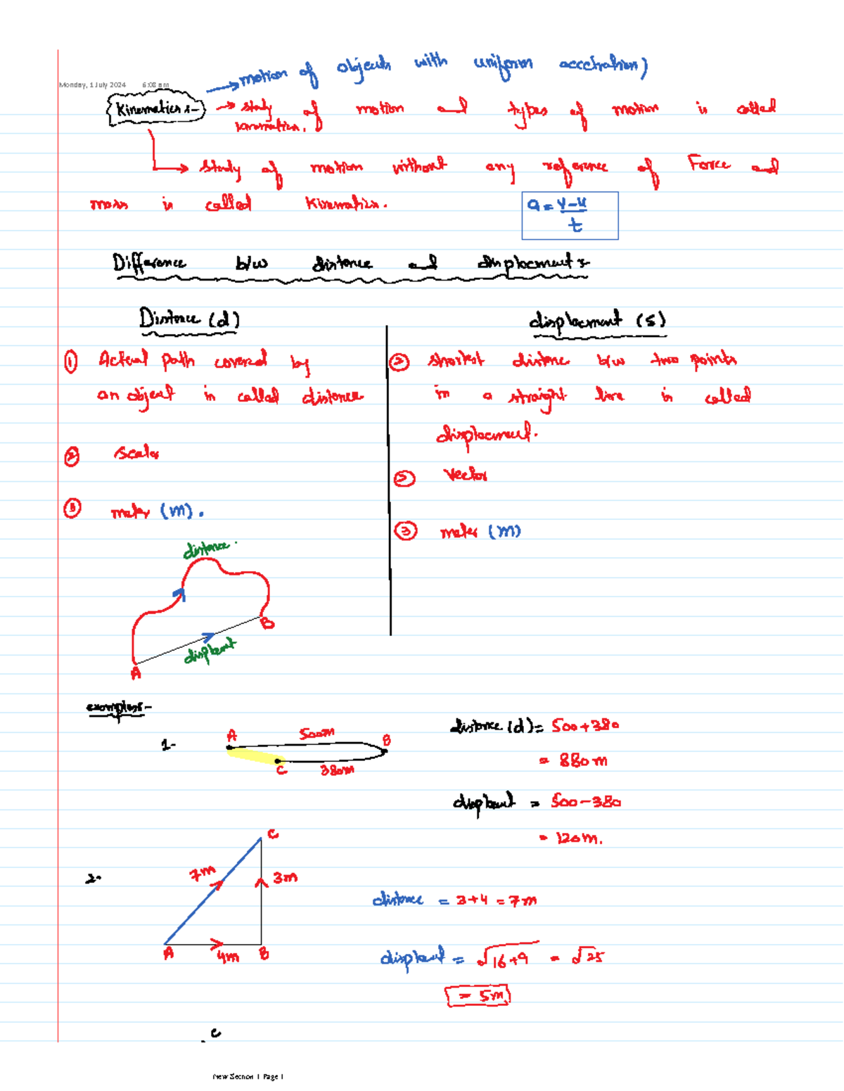 Kinematics completed As - a level physics - Monday, 1 July 2024 6:08 am ...