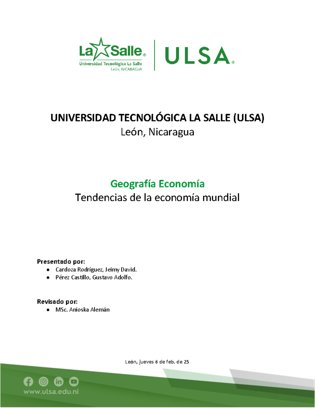 concepto de la Geografia economica - UNIVERSIDAD TECNOLÓGICA LA SALLE ...