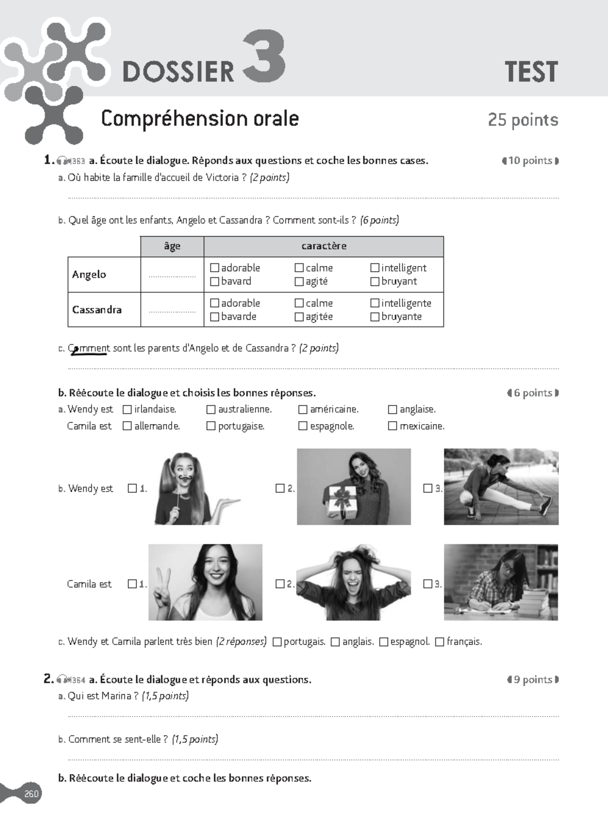 DOSSIER 3 TEST Compréhension orale 1 - Exercice CO A1 - Studocu