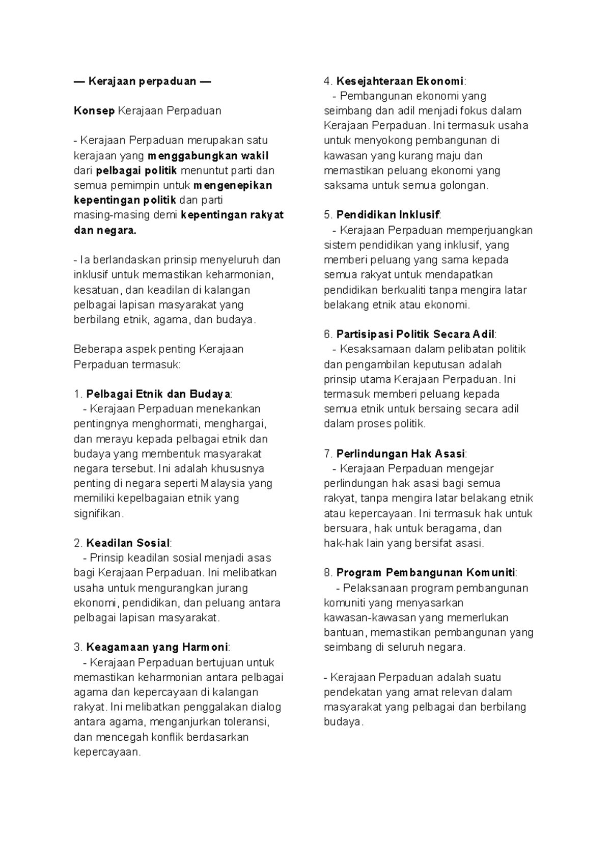 SKP2101 - final - — Kerajaan perpaduan — Konsep Kerajaan Perpaduan ...