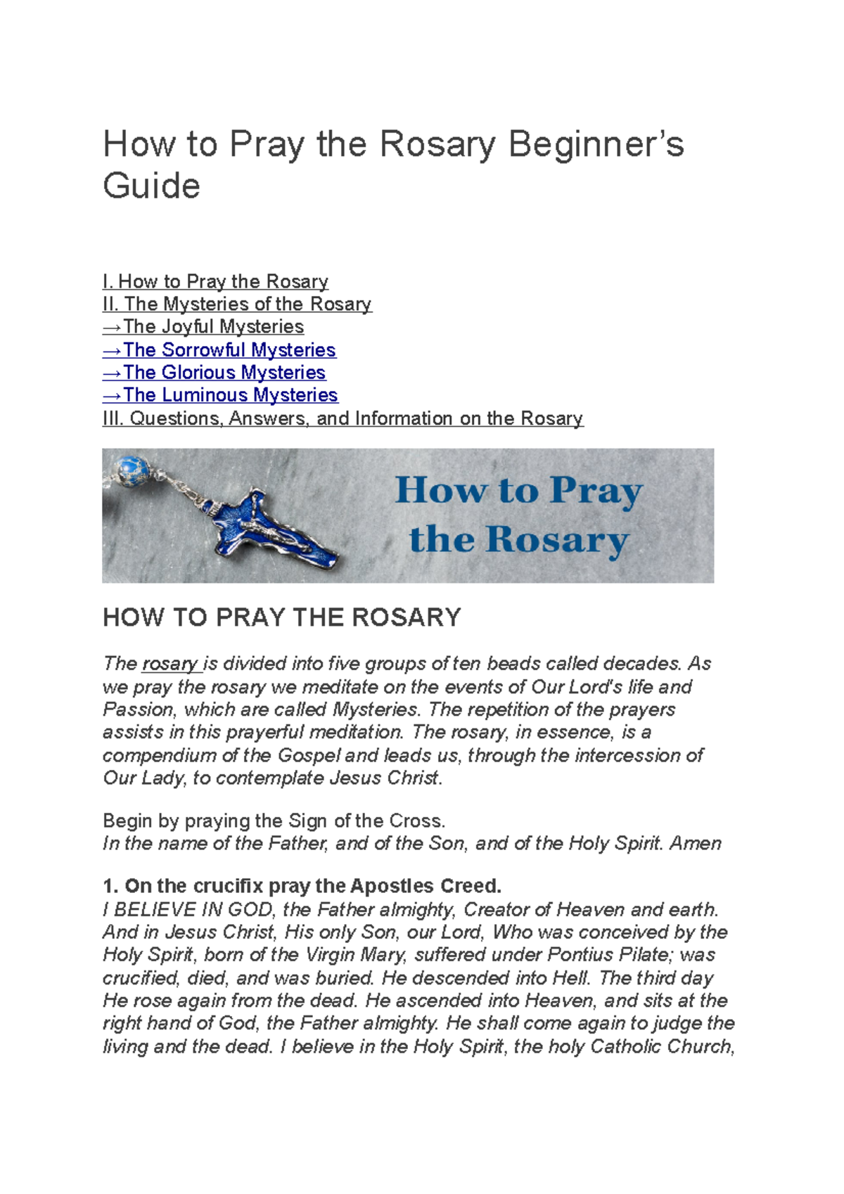 How to Pray the Rosary Beginner - How to Pray the Rosary Beginner’s ...