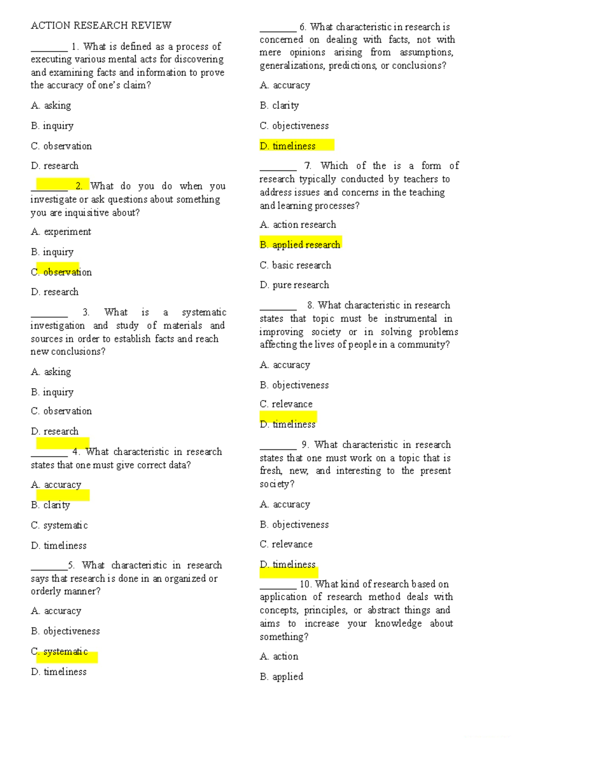 Action Research Review: Key Concepts and Characteristics - Studocu