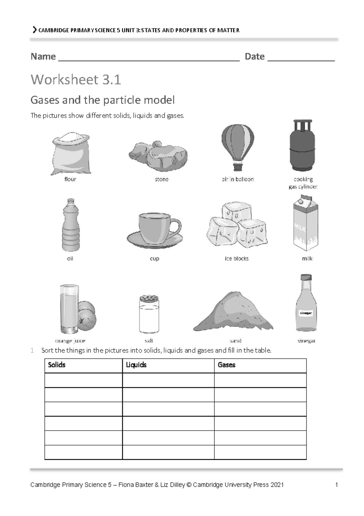 CAMBRIDGE PRIMARY SCIENCE 5 UNIT 3: STATES & PROPERTIES OF MATTER ...