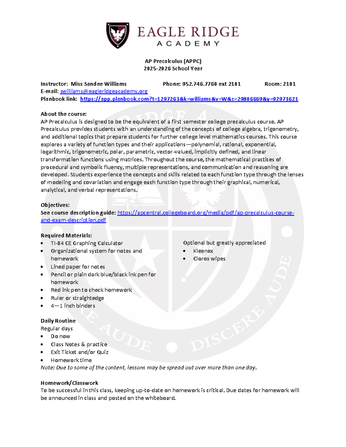 APPC Syllabus for AP Precalculus 2025-2026 - Studocu