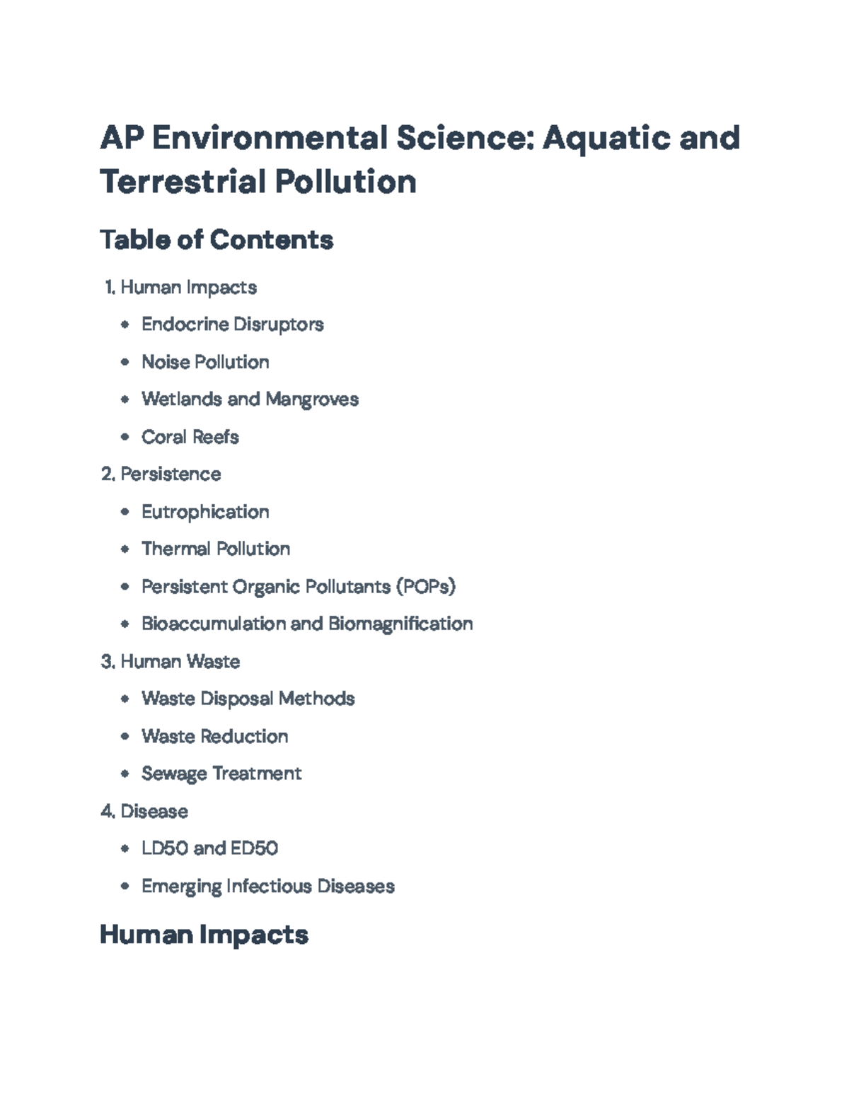 AP Environmental Science: Pollution Overview and Human Impact Analysis ...