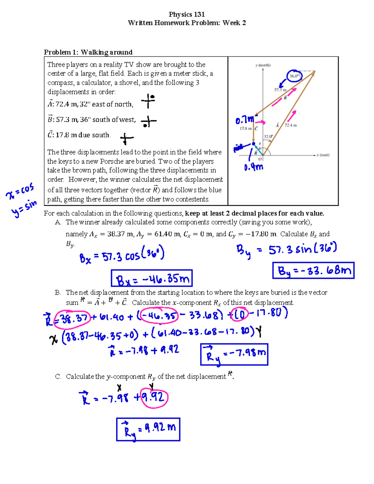 Physics 131 Week 2 Written Problems Solutions - Studocu