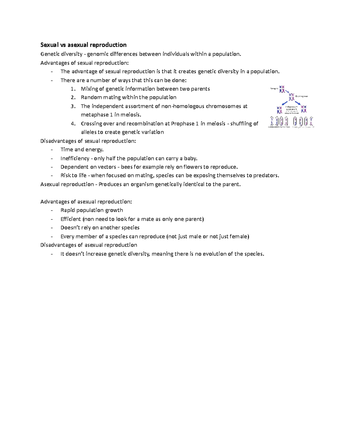 Biology Unit 2 AOS 1: Sexual vs Asexual Reproduction Insights - Studocu