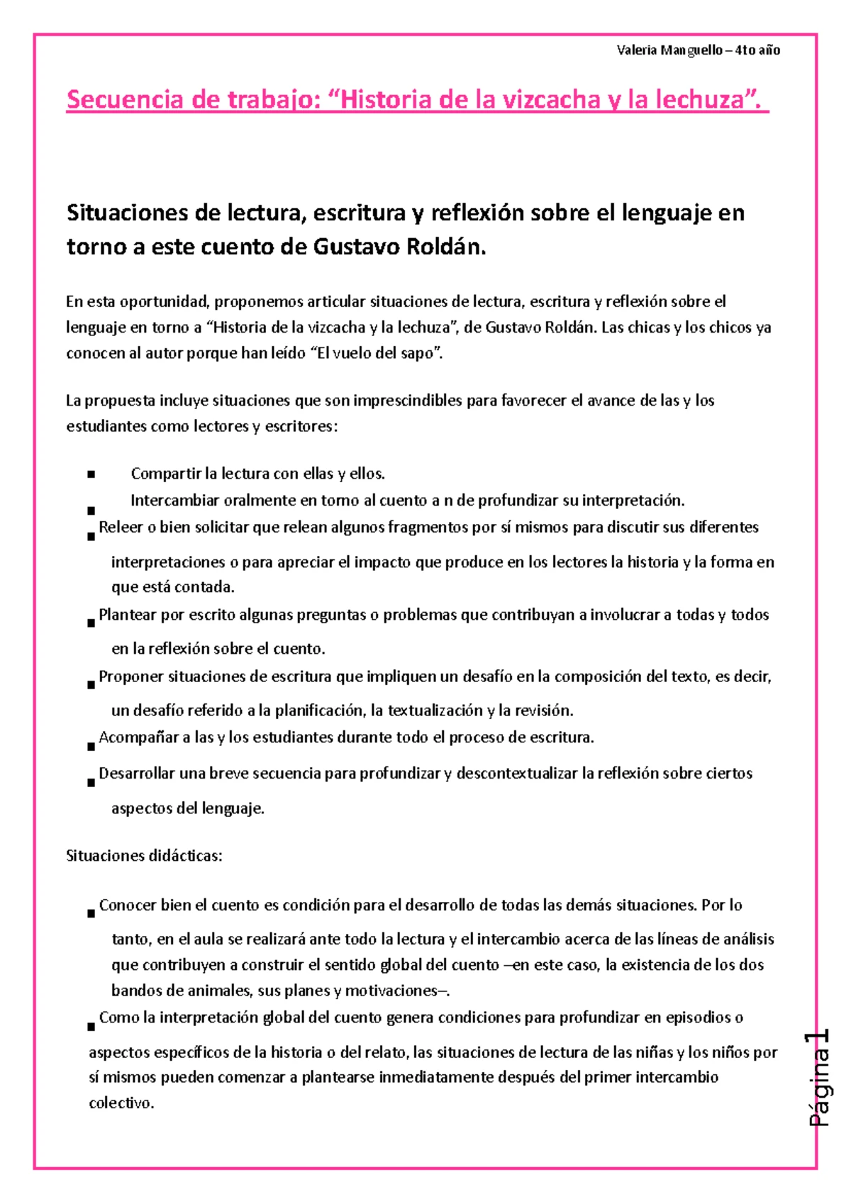 Secuencia Historia DE LA Lechuza Y LA Vizcacha - Secuencia de trabajo ...