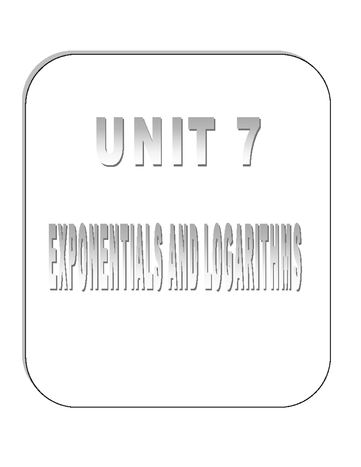 09-Unit 7 Exponentials and Logarithms: Functions & Properties - Studocu