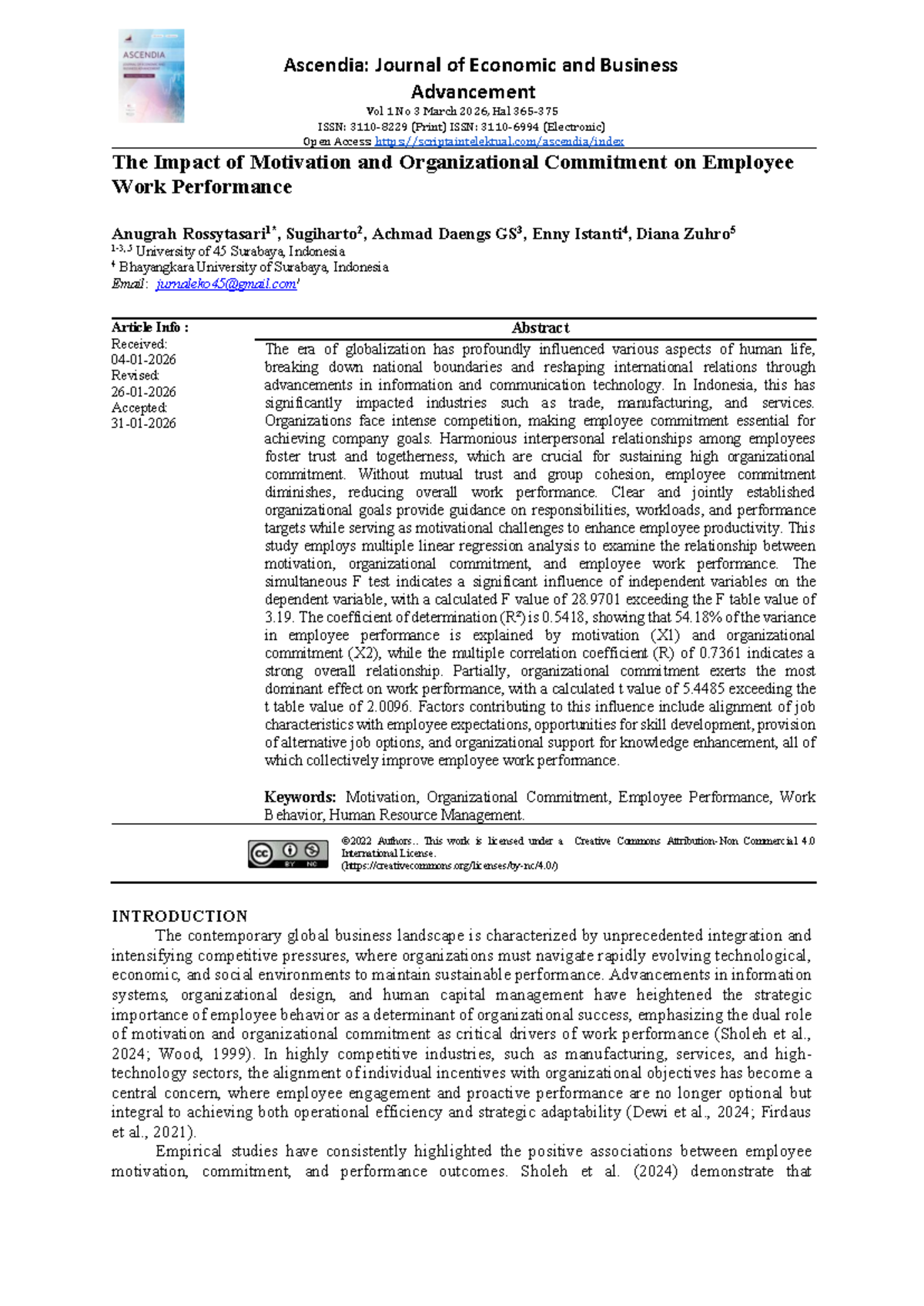 The Impact of Motivation and Organizational Commitment on Employee ...