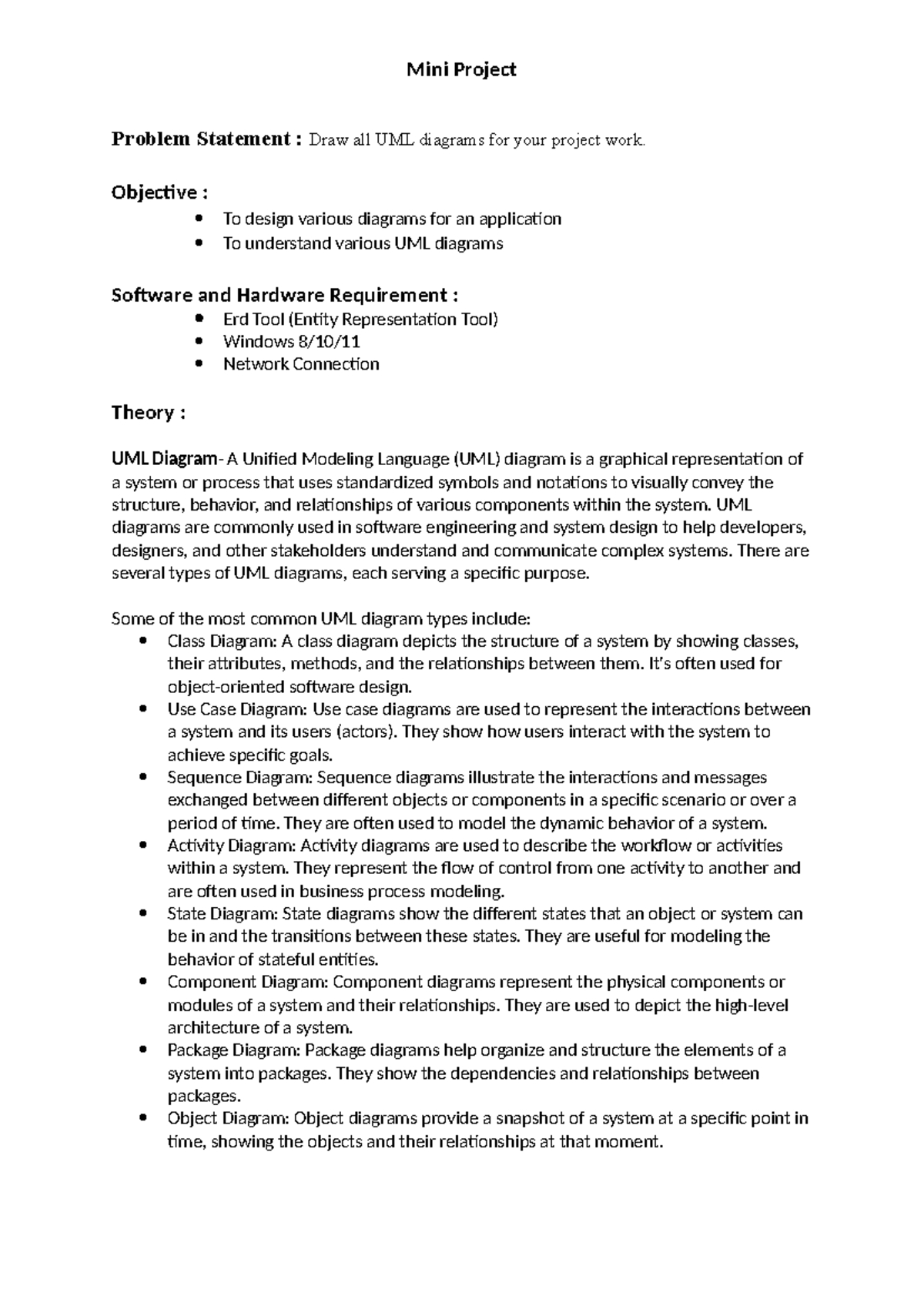 OOMD Mini Project: UML Diagrams and System Architecture Design - Studocu