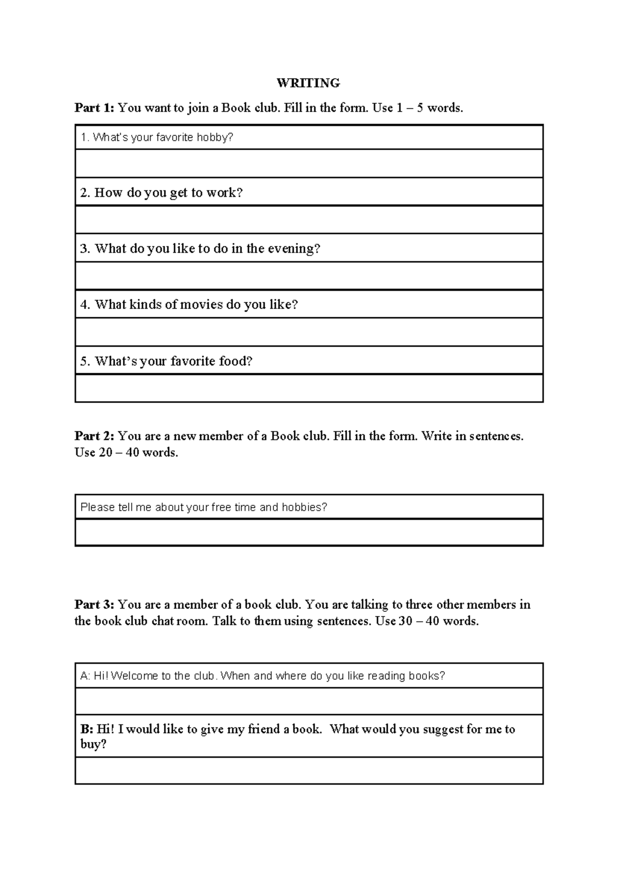 BOOK CLUB: English Writing Practice for New Members - Studocu