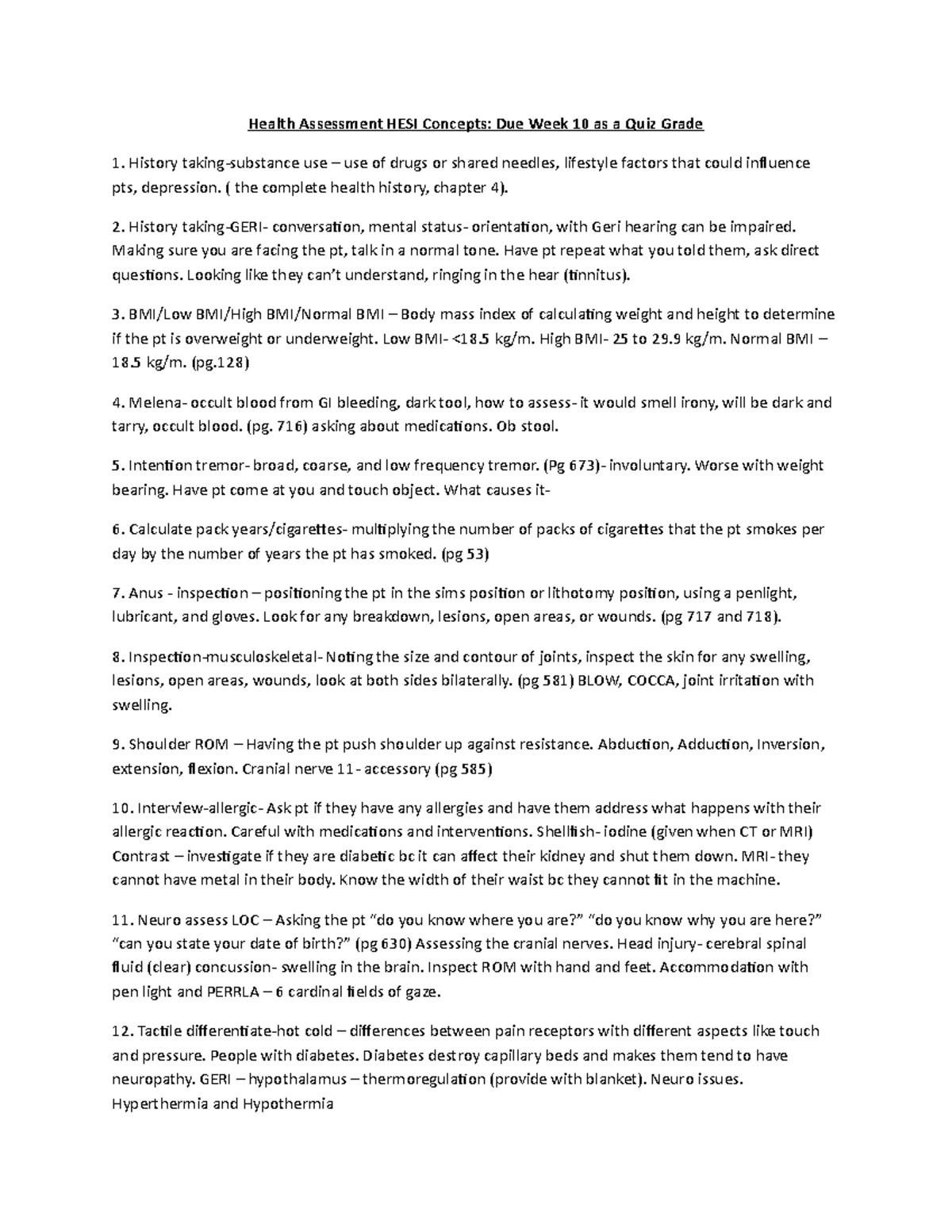 HESI 1 V1 and V2 Review Health Assessment 1 - HESI 1 - V1 and V2 REVIEW ...