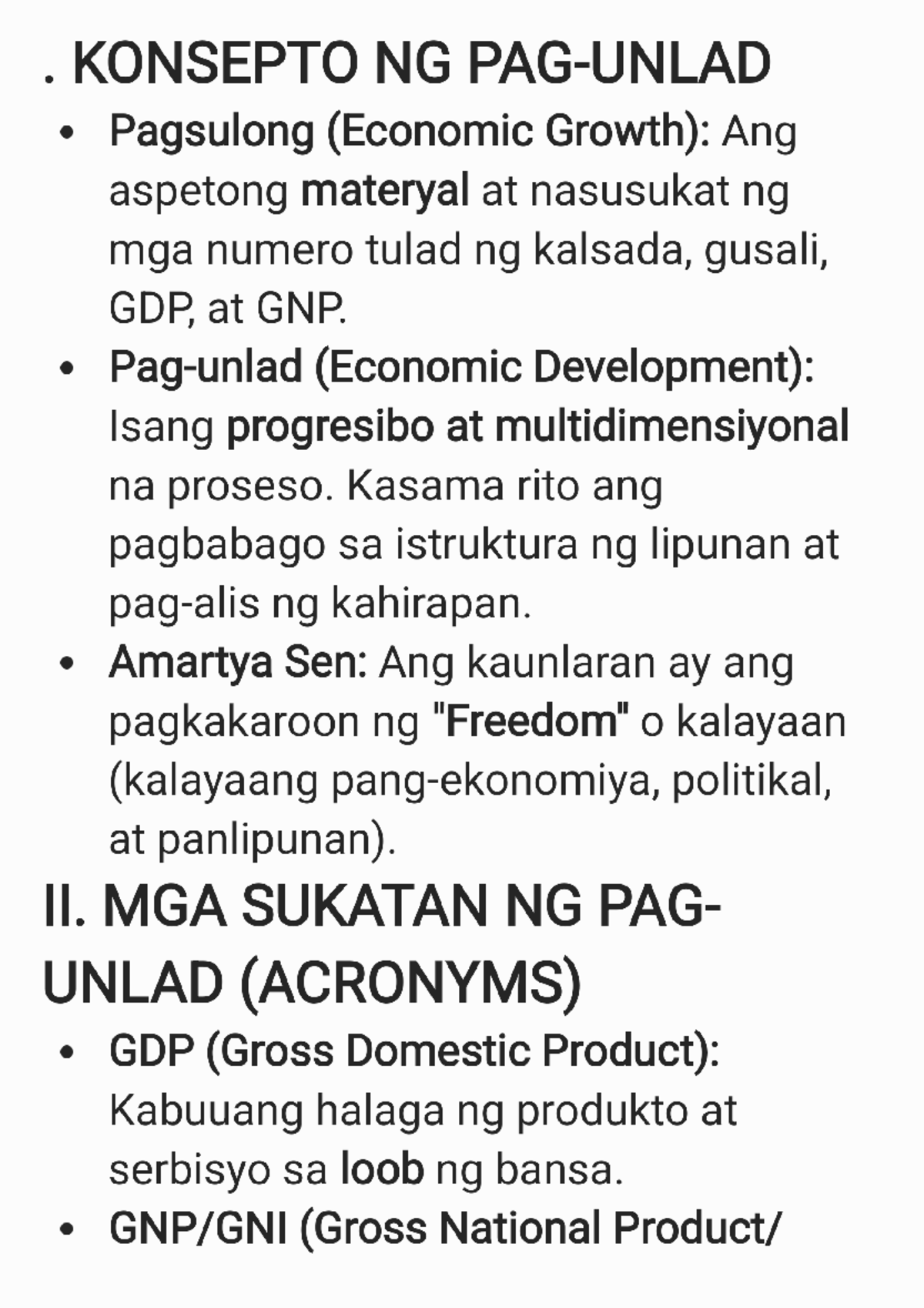 KONSEPTO NG Pagsulong at Sukatan ng Unlad sa Ekonomiya (AP) - Studocu
