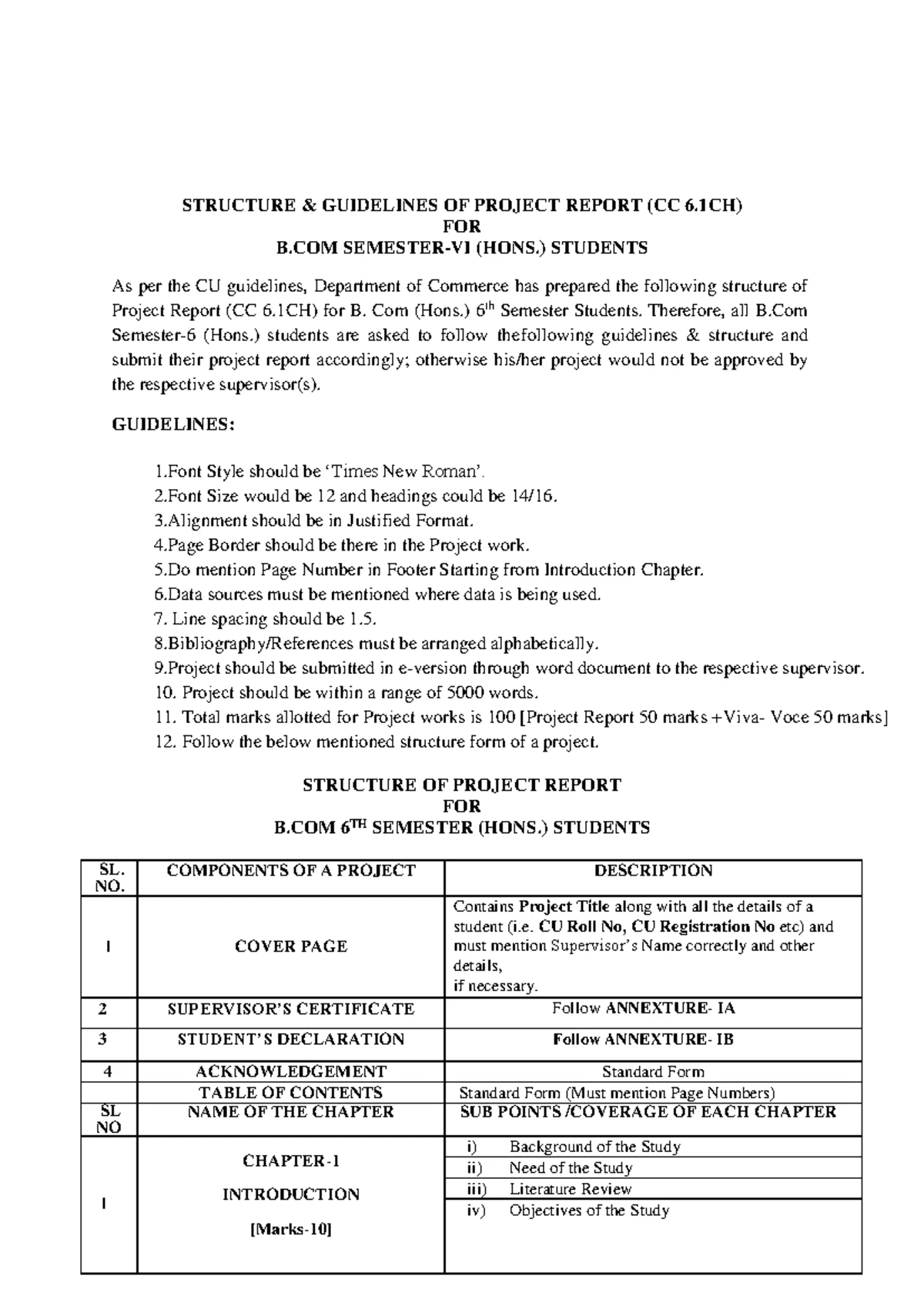 Com Hons-Sem6-Project Guideline - STRUCTURE & GUIDELINES OF PROJECT ...