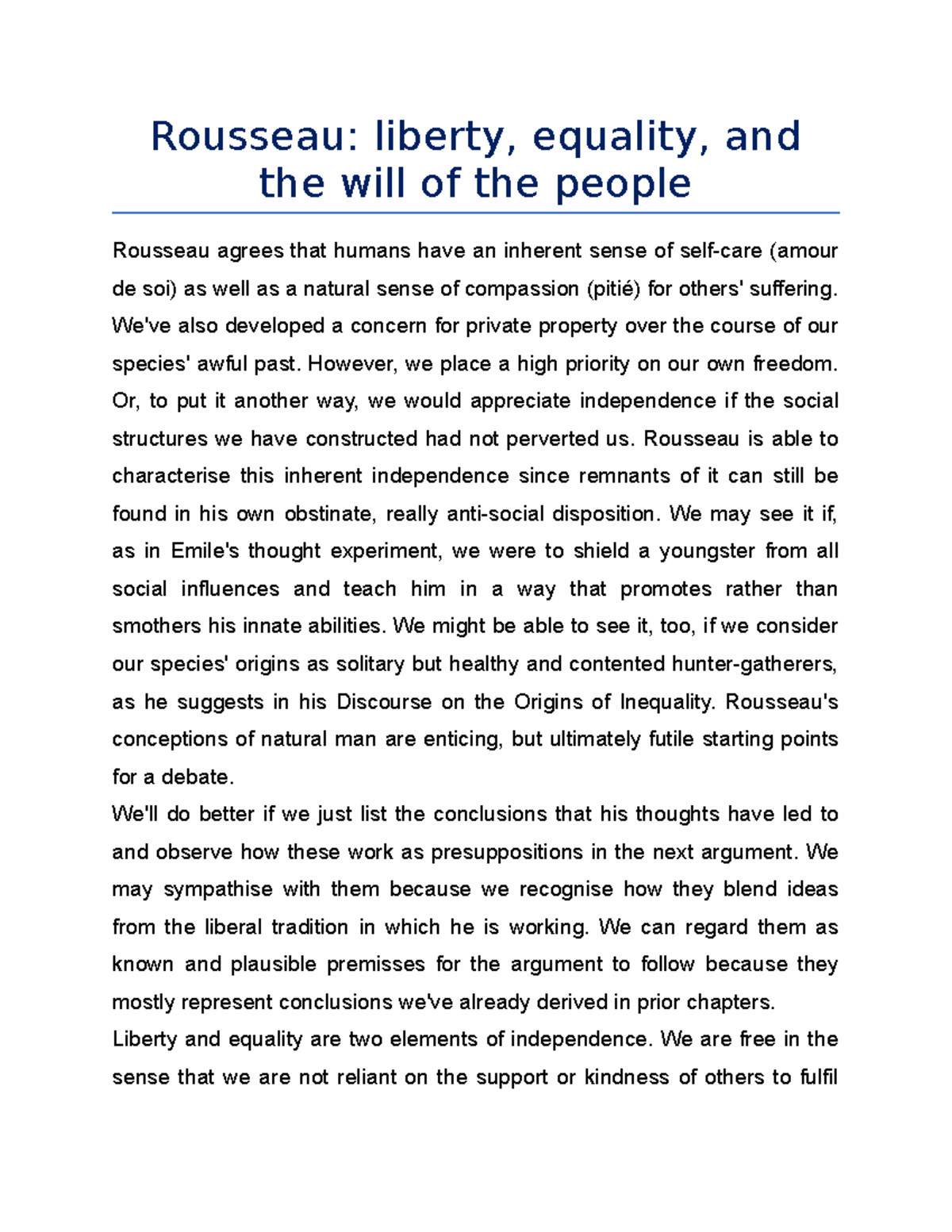 Rousseau - liberty, equality, and the will of the people - Rousseau ...