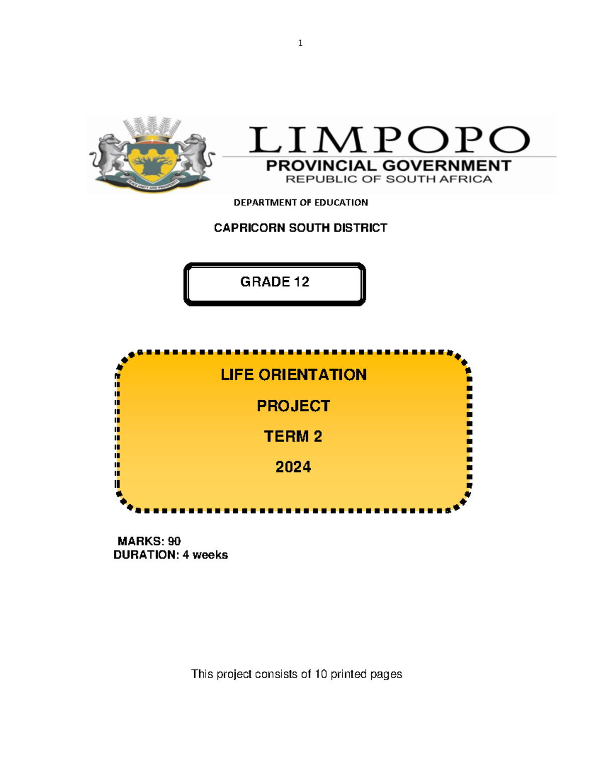 Grade 12 Life Orientation Term 2 Project 2024: Human Rights & Democracy ...